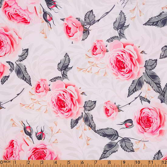 I38 - romantic pink rose printed 4.0 fabric