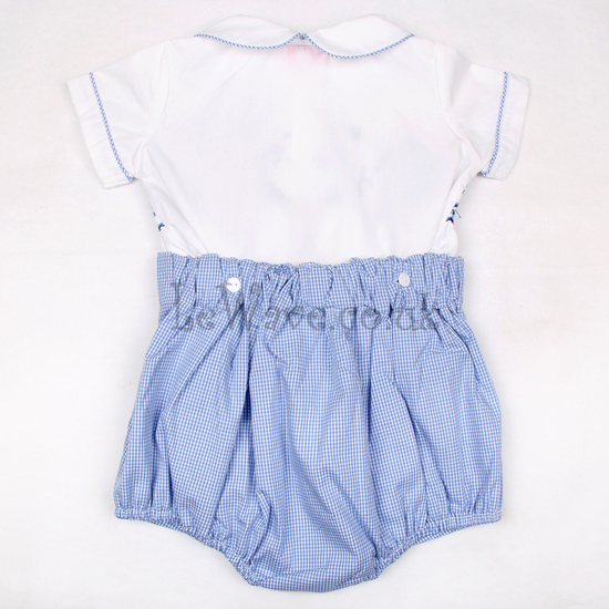 Light blue boy geometric smocked outfit - LB 18