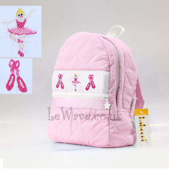 Pink smocked quilted backpack - LJ 10